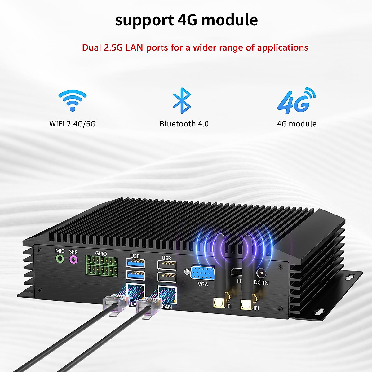 Kinupute Fanless Industrial PC, Mini Desktop Computer i7-7510U, Windows 10 Pro, 16G DDR4, 256G Msata SSD, Dual 2.5G LAN, 6xCOM RS232/RS485, HDMI/VGA, WiFi 5/BT4.0, Auto Power On, Full Metal Case