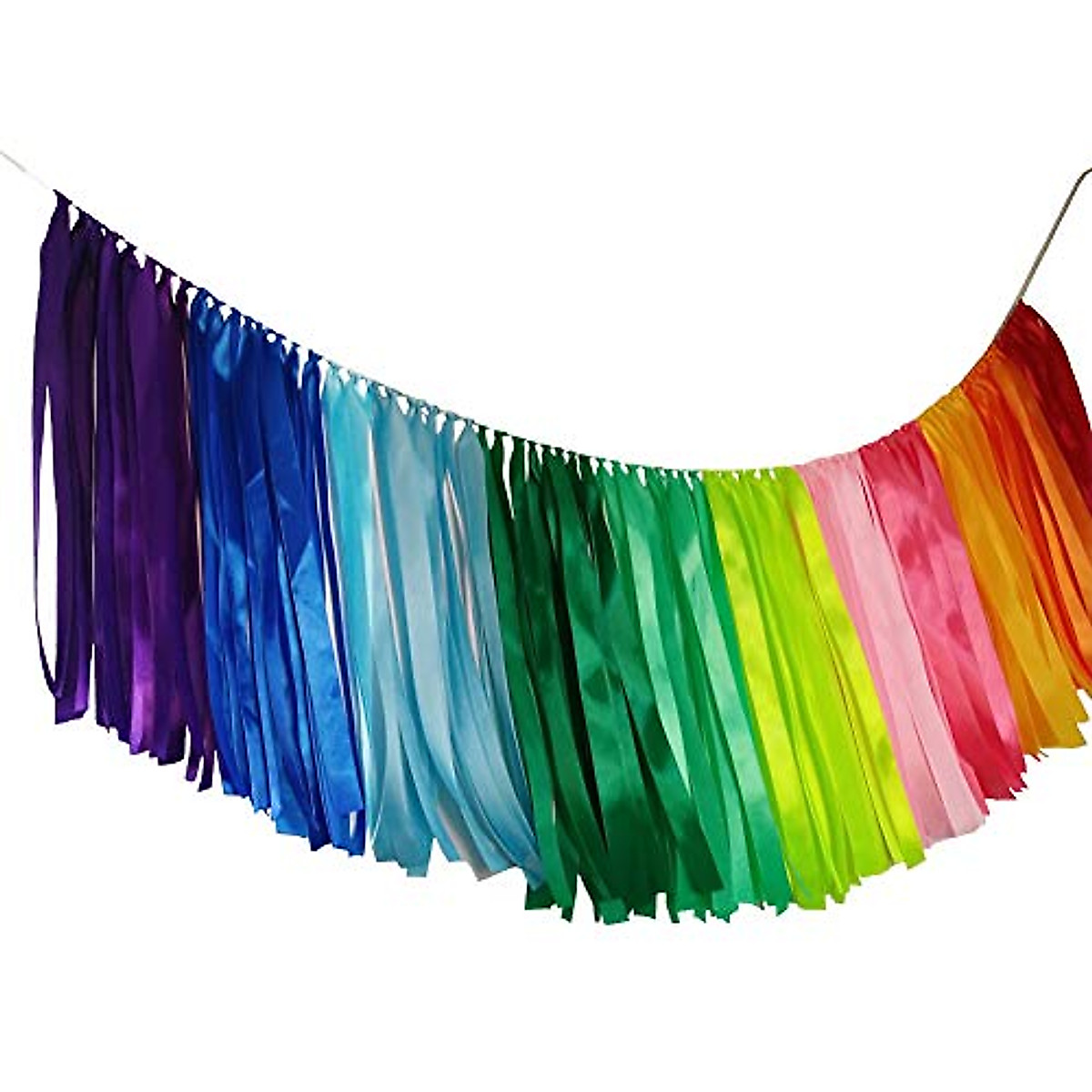 Kingsnow Pastel Rainbow Ribbon Garland 40 inches for Baby Shower, Birthday Party Decoration,Nursery, Rainbow Banner,Photography Prop Banner Backdrop Decor