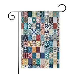 Double-sided garden flag Talavera Mexican Tiles Outdoor Flag Garden Flag Yard Outdoor Decoration （12×18in）.