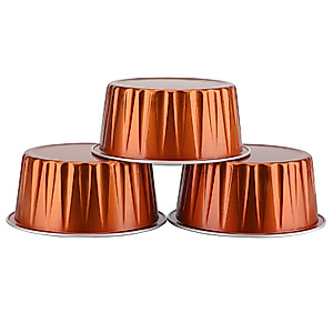 EUSOAR Foil Baking Cups, 30pcs 5oz Disposable Aluminum Foil Cups Cupcake Containers Wrappers with Lids, Dessert Cups with Lids Mini Aluminum Cheesecake Pan Creme Brulee Ramekins-Caramel
