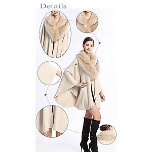 New Deve Newdeve Bridal Capes Shawls Winter Fall Warm Faux Fur Open Wraps Knitted Plus Sizes Sweater Evening Party Cloaks, Khaki, Standard
