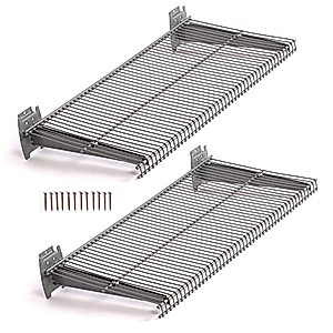 Baoz 2pcs Wall Shelf Kit Garage Storage Rack Heavy Duty Metal Carbon Steel Floating Shelf Mounted Ventilated Shelves for Slatwall(12x24in)