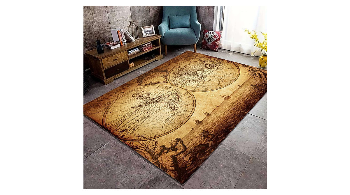 HONGXIU World Map Area Rug,6x8ft， Living Room Art Decor World Map Rug ...