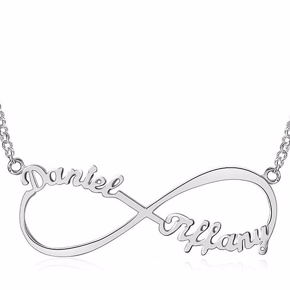 Lam Hub Fong Name Necklace Personalized Custom Name Necklace Personalized Name Necklace Sterling Silver Infinity Necklace with Name for Couples Gold Name Necklace (Silver)