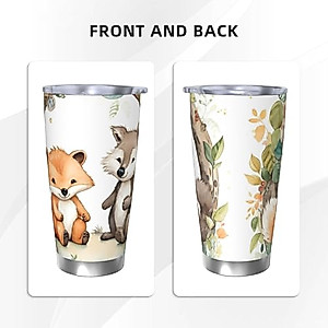 AYCZN Fox Couple 20 OZ Tumbler Stainless Steel Travel Coffee Mug, Fox Flower Insulated Water Bottle with Lid Leakproof Thermal Cup