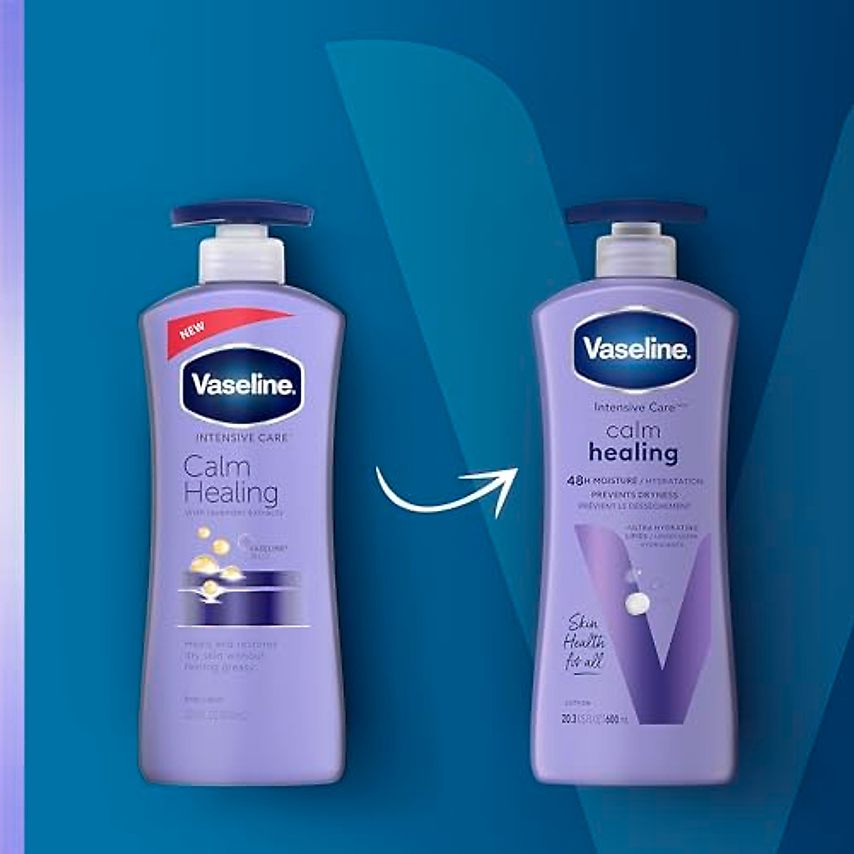 Vaseline Intensive Care Calm Healing Body Lotion 3 count for Dry Skin Made with Ultra-Hydrating Lipids and Lavender Extract to Heal and Restore Dry Skin 20.3 oz