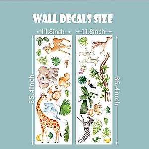 Jungle Wall Decals Peel and Stick Floral Wall Stickers for Nursery Kids Bedroom Livingroom PlayRoom Home Wall Art
