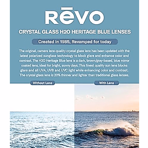 Revo Sunglasses Sierra: Polarized Crystal Glass Lens Filters UV, Small Round Frame, Tortoise Frame with Revo Blue Lens