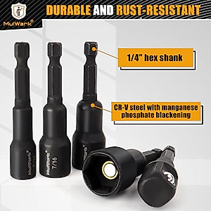 MulWark 16pcs Magnetic Nut Driver Set - SAE, Metric, 1/4” Hex Head impact driver bit set - Rust-Resistant CR-V Steel - Effortless Fastening & Superior Durability