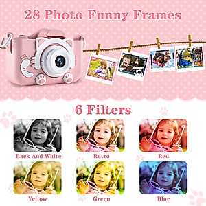 CIMELR Kids Camera Toys for 3 4 5 6 7 8 9 10 11 12 Years Old Boys/Girls, Kids Digital Camera for Toddler with Video, Birthday Festival for Kids, Selfie Camera for Kids, 32GB TF Card