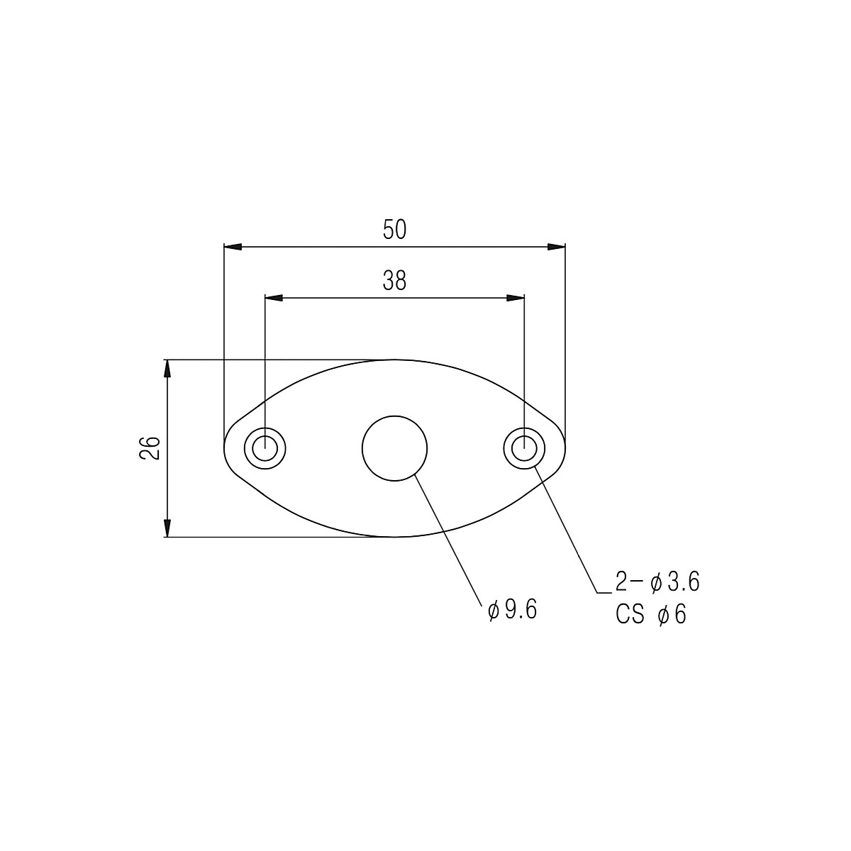 Bogart Guitar Jack Socket Plate Curved Oval Football Style Output Jack Plate Compatible with Les Paul Ibanez Jackson Guitar or Bass with Mounting Screws Black. (HJ 003-BK)