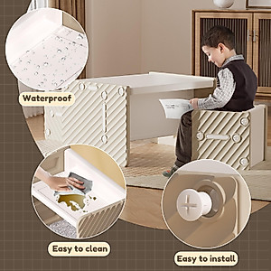 hoopyosms Kids' Table and 2 Chairs Set, 4 in 1 Activity Table for Toddlers Children Learning, Play, Arts, Crafts and Creativity - Children's Furniture for Home, Brown