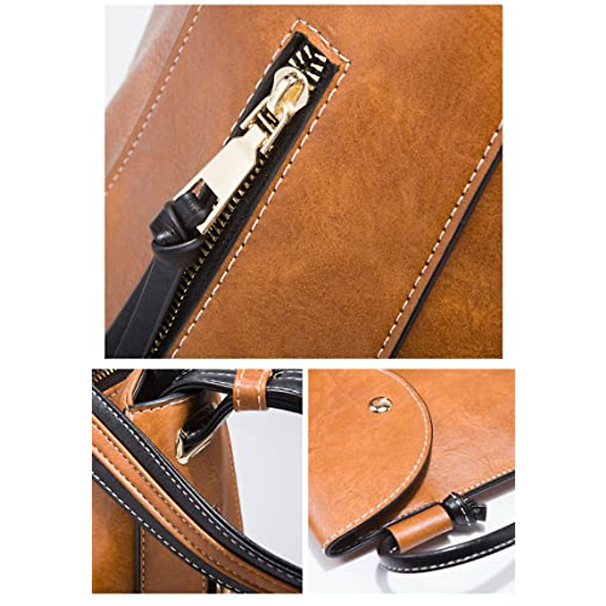 Women Fashion Handbags Wallet Tote Bag Shoulder Bag Top Handle Satchel Purse Set 4pcs bags for women (brown)