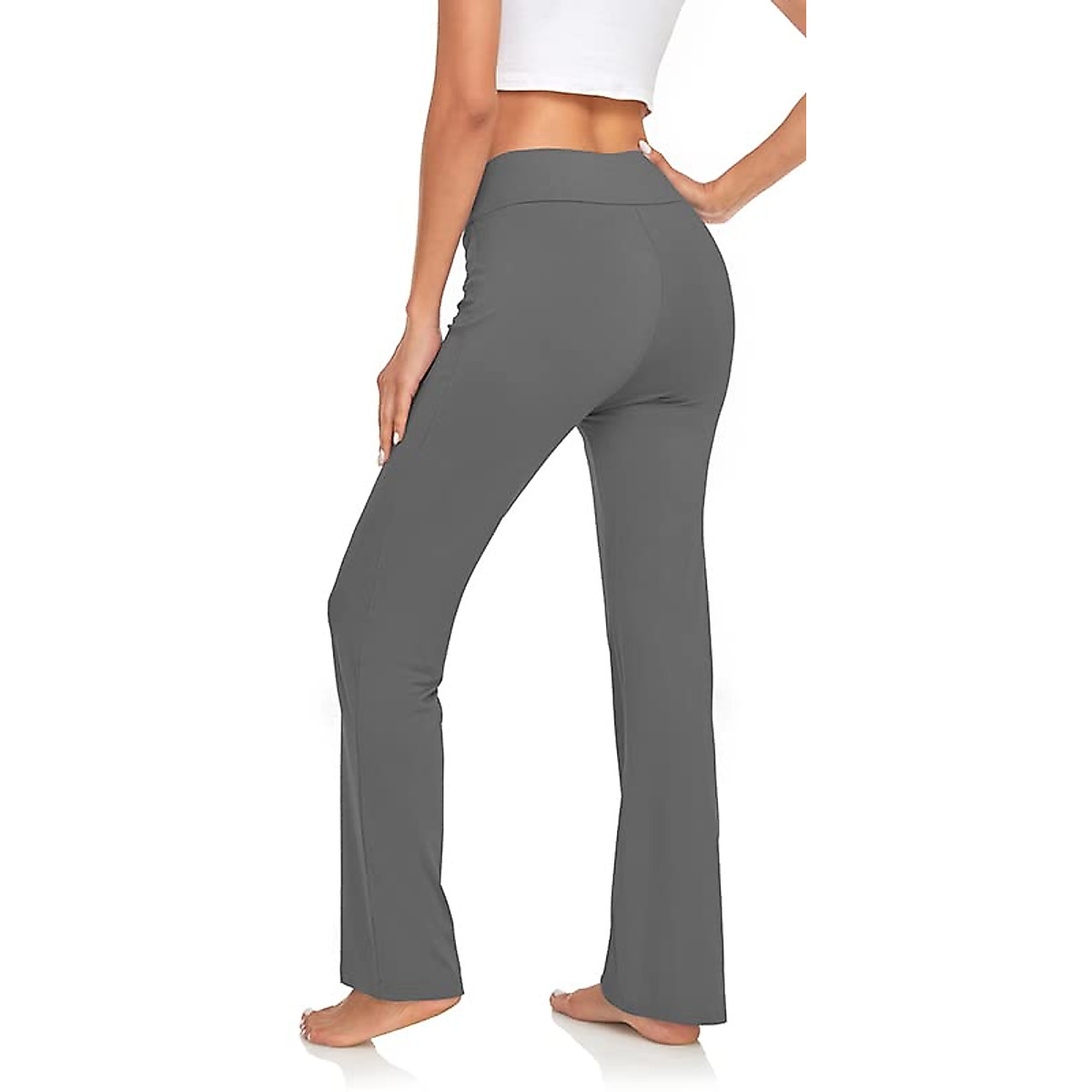 Womens Yoga Pants, High Waisted Black Yoga Pants for Women, Straight Leggings Loose Comfy Modal Running Long Active Pants (Dark Grey, XL)