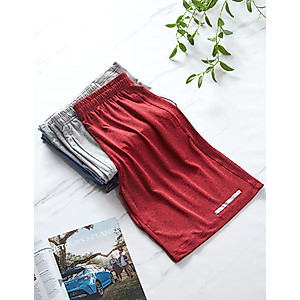 5 Pack Big Boys Youth Athletic Mesh Basketball Shorts with Pockets Quick Dry Activewear (Set 4, Large)