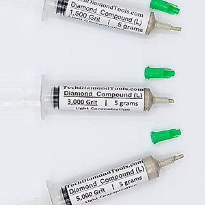 TechDiamondTools Kit of 3 Diamond Glass Polishing Compound Polishing Paste 1500 3000 8000 Grit 10 Grams Each for Glass Windshield Scratch Remover with 10% of Diamond Powder USA Made