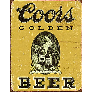 Desperate Enterprises Coors Golden Beer Vintage Tin Sign - Nostalgic Vintage Metal Wall Décor - Made in USA