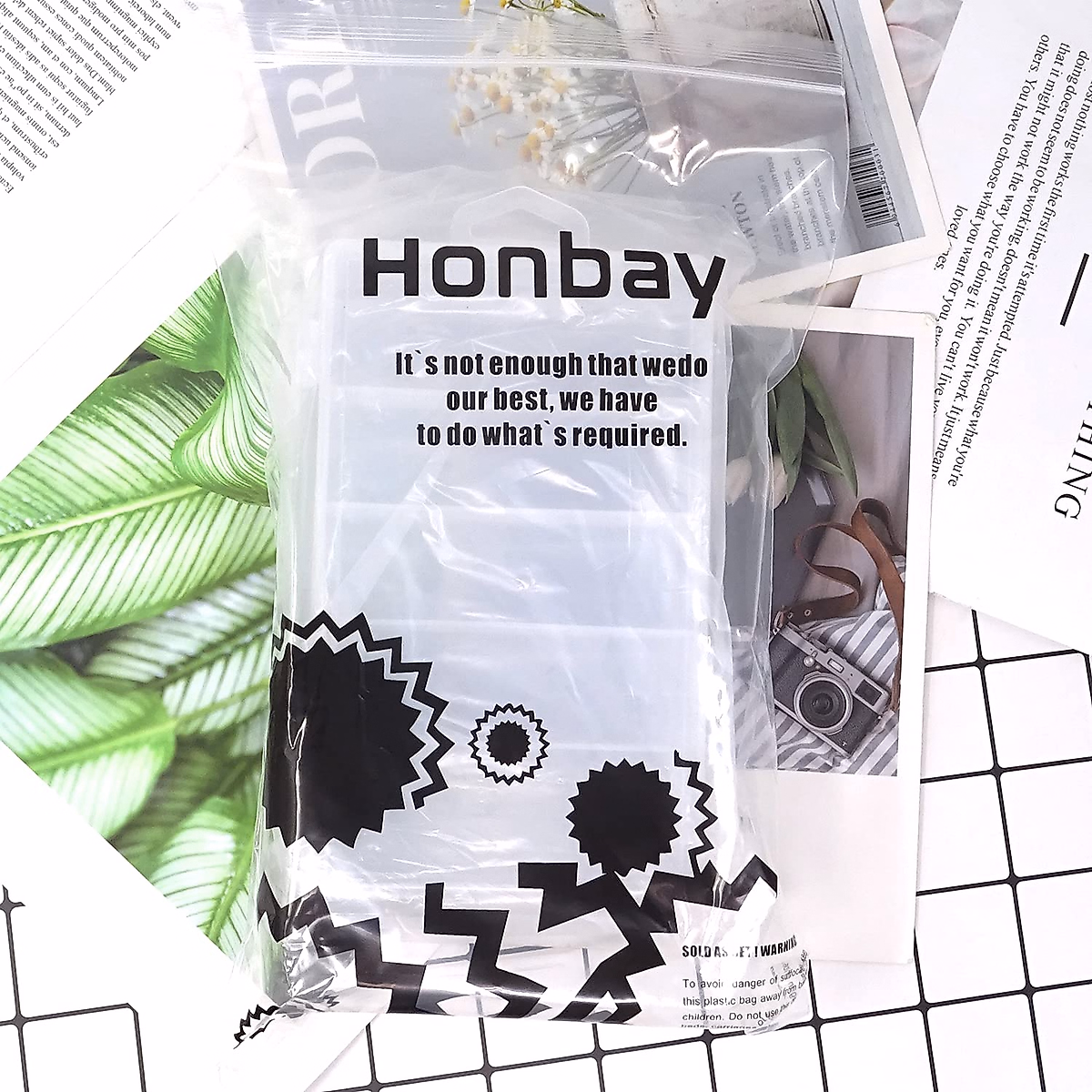 Honbay 2PCS Clear Visible Plastic Fishing Tackle Accessory Box Fishing Lure Bait Hooks Storage Box Case Container Jewelry Making Findings Organizer Box Storage Container Case (M:7"x4.3"x1.2")