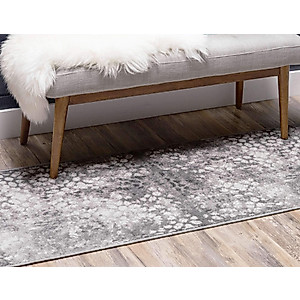 Unique Loom Sofia Collection Area Rug - Larvotto (2'x 6' 7" Runner, Dark Gray/ Ivory)