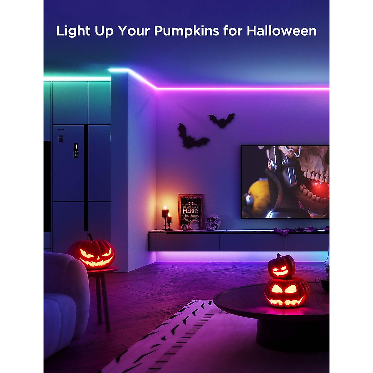 Govee 65.6ft RGBIC LED Strip Lights for Bedroom, Smart LED Strip Lights Alexa Compatible, DIY Multiple Colors on One Line, Color Changing LED Lights Music Sync, Festival Decoration, 2 Rolls of 32.8ft