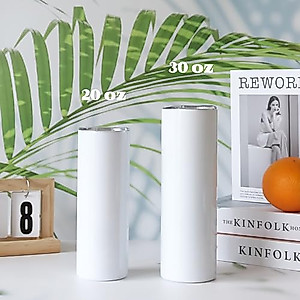 VACVOU 2 Pack Sublimation Tumblers 20 oz Skinny Straight, Double Wall Insulated Stainless Steel Sublimation Tumblers Cups with Lid and Straws Sublimation Blank Tumbler for DIY Gift