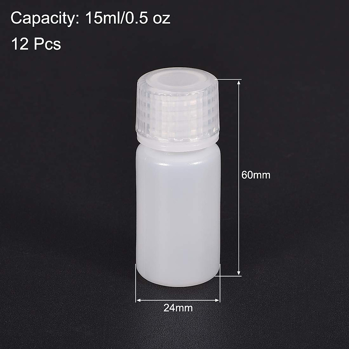 uxcell Plastic Lab Chemical Reagent Bottle, 15ml/0.5 oz Small Mouth Sample Sealing Liquid/Solid Storage Bottles, White 12pcs