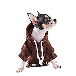 Paiaite Brown Chihuahua Dog Hoodie Winter Small Dog Sweatshirt with Leash Hole Warm Pet Clothes for Puppy Dog Sweater Coat Clothing United Dog Service M