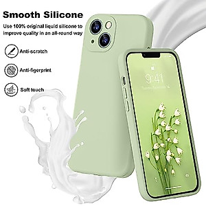Ktele Compatible with iPhone 13 Case 6.1 inch Premium Liquid Silicone [Soft Microfiber Lining Anti-Scratch] Gel Rubber Full-Body Bumper Protection Camera Protect Case-Matcha