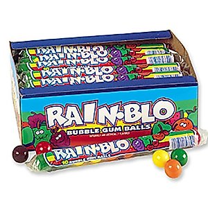 Rain-blo Bubble Gum Balls, 1.7 Ounce Tube, Pack of 24