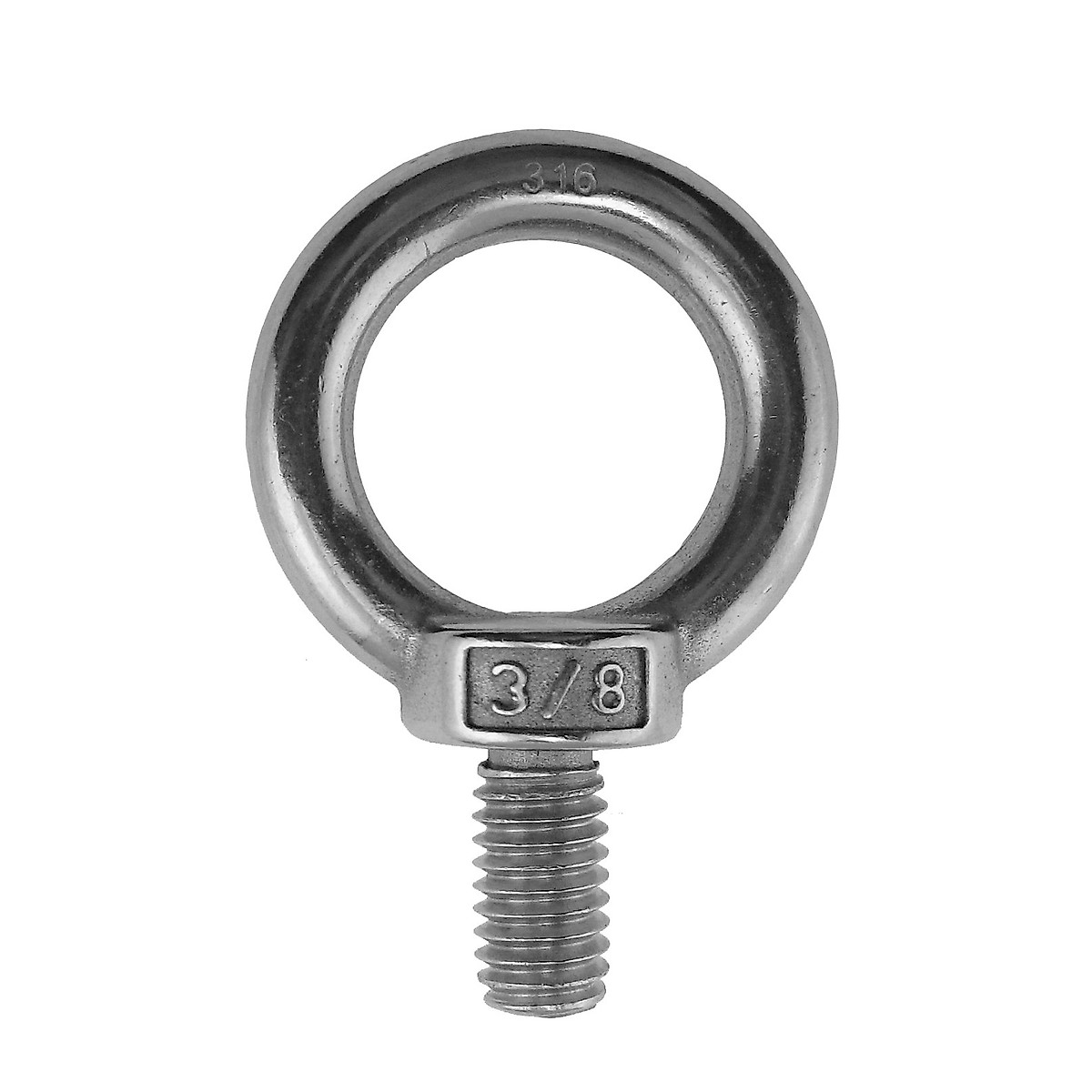 US STAINLESS Stainless Steel 316 3/8" Lifting Eye Bolt 3/8" UNC Marine Grade Pitch of 16