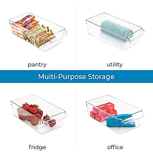 iDesign Linus Plastic Fridge and Freezer Storage Organizer Bin with Handle, Clear Container for Food, Drinks, Produce Organization, BPA-Free , 11.5" x 6" x 3.5", Clear