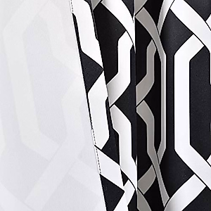 Lush Decor Edward Trellis Curtains Room Darkening Window Panel Set for Living, Dining, Bedroom (Pair), 84” x 52”, Black