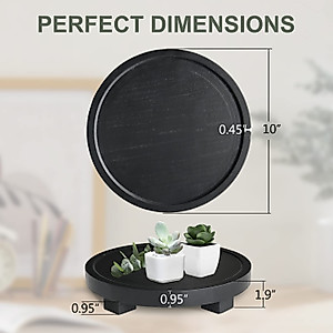 Black Decorative Tray Stand for Bathroom Decor, Wood Tray Risers for Display, Round Serving Tray for Kitchen Decor, Black Tray Soap Holder for Bathroom Counter Organizer