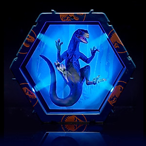 WOW! PODS Jurassic World Camp Cretaceous SFX Velociraptor Blue | Light-Up Bobble-Head Figure with Sound Effects | Official Fallen Kingdom Merchandise, Toys and Gifts for Boys and Girls, Aged 5+
