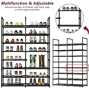 SUOERNUO Shoe Rack Storage Organizer 8 Tier Metal Tall Free Standing Shelf for Closet Entryway Bedroom,Black