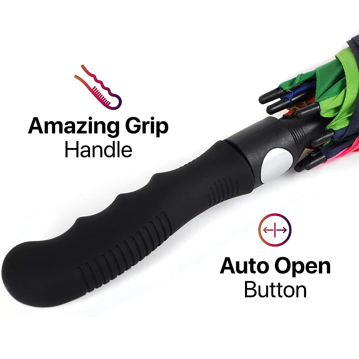 Parquet Rainbow Umbrella, Extra-Strong Golf Umbrella - Automatic Open, Windproof