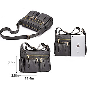 Crossbody Bags for Women,SHINON Multi Pocket Shoulder Bags, Lightweight Nylon Waterproof Casual Travel Purse Messenger Bags. (Grey)