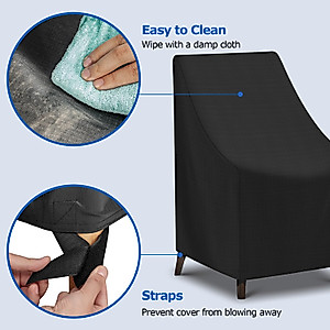 SunPatio Outdoor High Back Chair Covers, Waterproof Stackable Patio Chair Covers, All Weather Protection Patio Furniture Covers, 2 Pack -27" W x 30" D x 42" H, Black