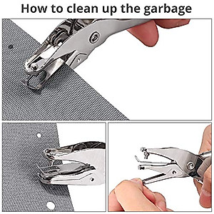 CAMWAY Leather Hole Punch,6Size Revolving Punch Plier Kit Leather Punches Belt Hole Puncher + 240 Set Leather Rivets Double Cap Rivet Hole Puncher for Crafting,Dog Collars,Shoes,Fabric,Paper DIY