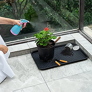 Trimate All Weather Boot Tray, 2 Pack Water Resistant Plastic, Multi-Purpose for Shoes, Pet Feeding Trays, Garden-Mudroom Entryway, Garage, Indoor or Outdoor - Medium, 24"x16" - (Black)