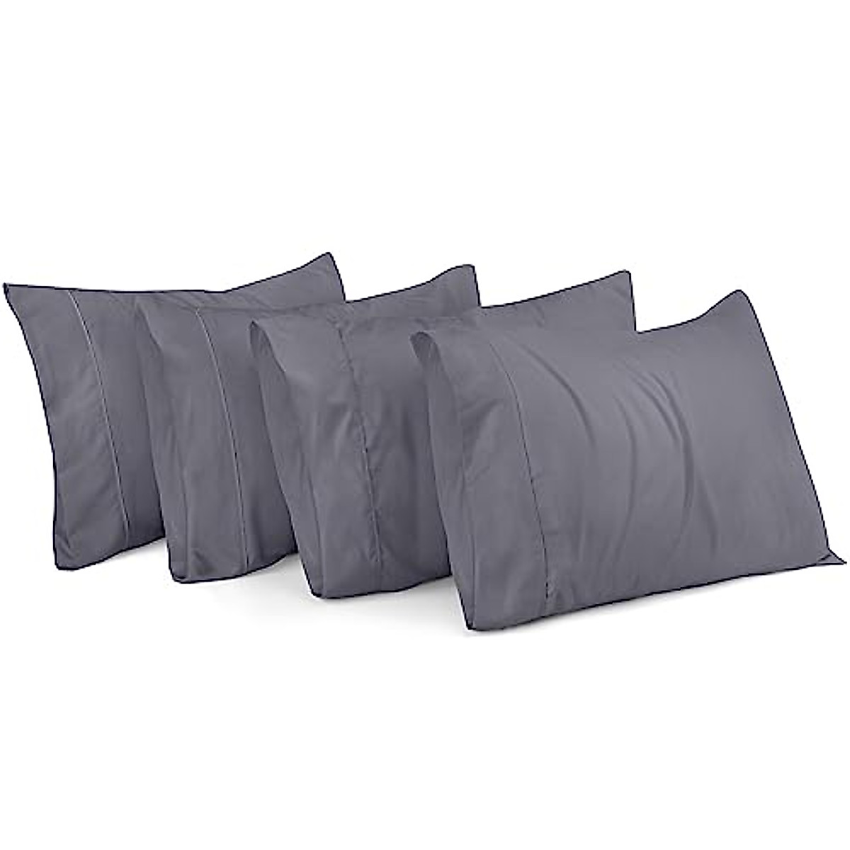 Utopia Bedding Standard Pillow Cases - 4 Pack - Envelope Closure - Soft Brushed Microfiber Fabric - Shrinkage and Fade Resistant Pillow Cases Standard Size 20 X 26 Inches (Standard, Grey)