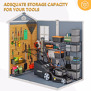 Jolydale 6’x4’ Outdoor Storage Resin Shed, Resin Utility Tool Shed Storage House with Lockable Door, for Backyard, Patio, Garden Bikes and Pool Accessories, Grey