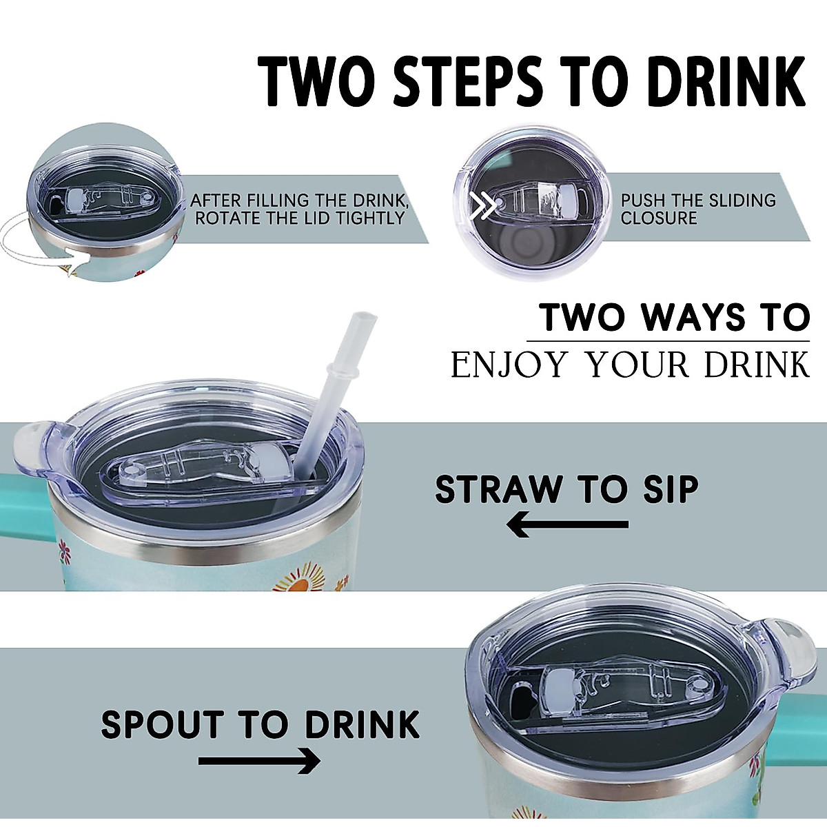 ZNYYZYBA 40 oz Tumbler with Handle and Straw Sloth Tumbler with Handle Insulated Leak Proof Travel Coffee Mug, Reusable Sloth Gift Tumblers