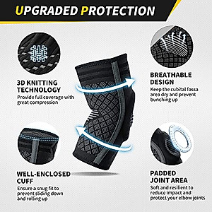 CAMBIVO Elbow Brace for Tendonitis and Tennis Elbow with Gel Pad and Dual Stabilizers, 2 Pack Arm Sleeves for Women & Men, Elbow Compression Sleeve for Golfer's Elbow, Weightlifting