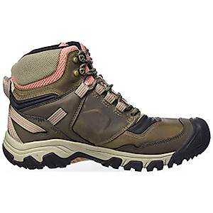 KEEN Women's Ridge Flex Mid Height Waterproof Hiking Boot, Timberwolf/Brick Dust, 7.5