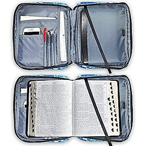 BOYOUAN Bible Covers for Women Bible Case Girls Bible Bags Large Size Bible Book Holder Carring Case Organizer Bag Floral Art Christian Church Protective Study Scripture Bag with Handle Pockets