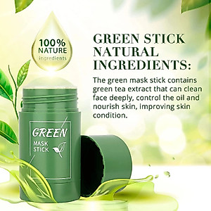 QKKWSS Green Tea Mask Stick with Blackhead Remover, Clay Face Mask, Green Tea Extract, Oil Control Acne Remover, Pore Cleansing, Purifying, Detoxifying Skin for Men and Women(2PCS), 2PCS/green tea