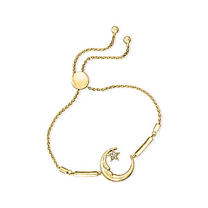 Ross-Simons Diamond-Accented "Love You To The Moon and Back" Star and Moon Bolo Bracelet in 18kt Gold Over Sterling