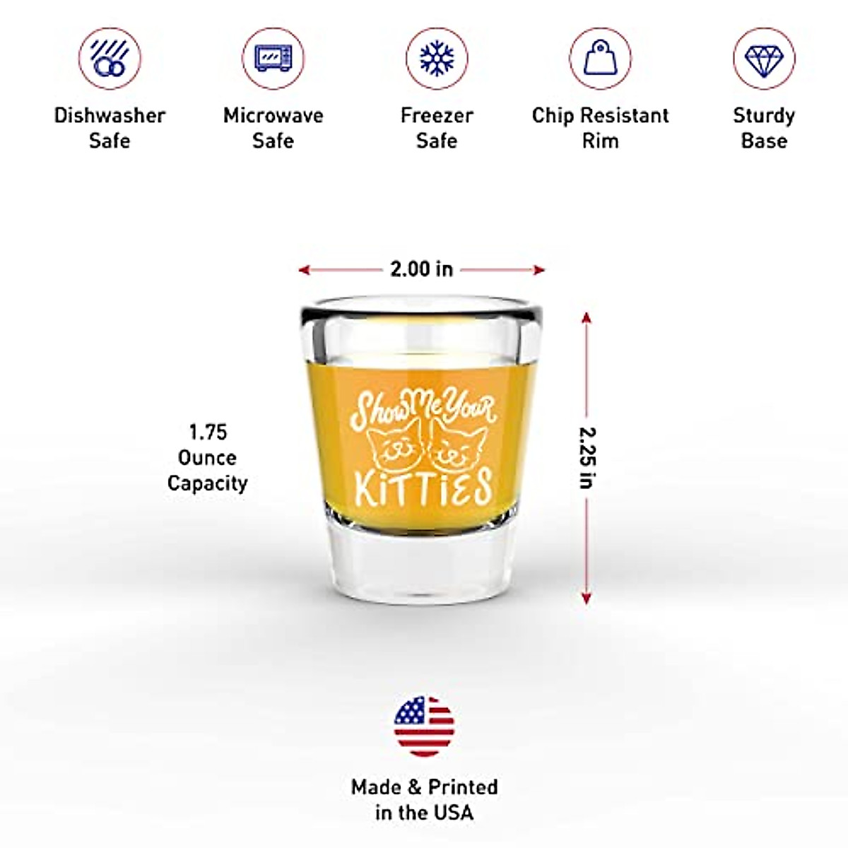 LitGifts Funny Cat Shot Glass, Cat Lover Gifts for Women or Men, Cat Themed Gifts for Cat Mom or Cat Dad, Kitty Gifts for Cat Owners, 1.75 Ounce White