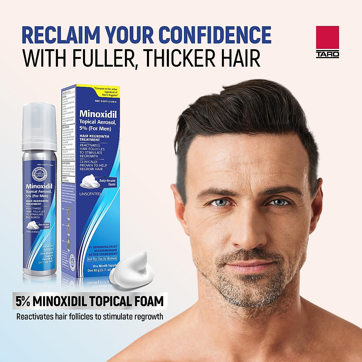 Taro Minoxidil Topical Aerosol Foam, 5%, Hair Regrowth Treatment for Men, 2.11 oz